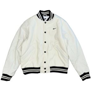 Nike | Jackets & Coats | Nike Sportswear Wool Leather Cream Bomber ...